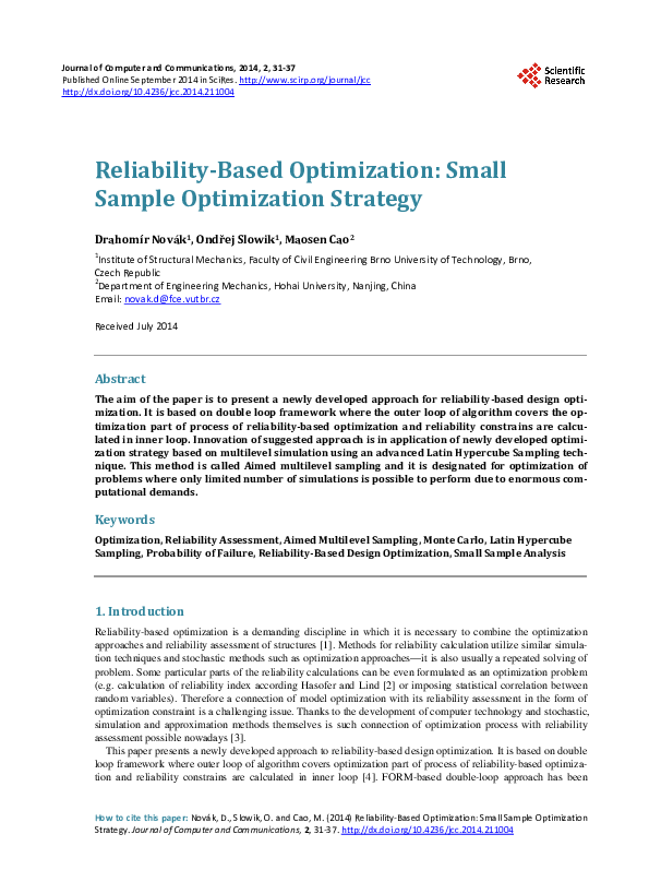 (PDF) Reliability-Based Optimization: Small Sample Optimization Strategy