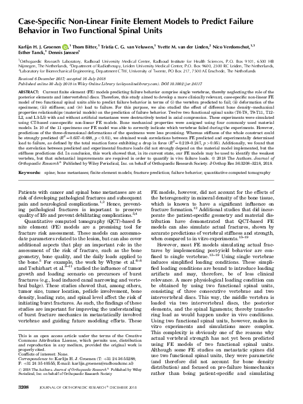 (PDF) Case-specific non-linear finite element models to predict failure behavior in two ...