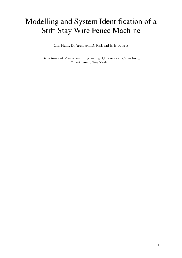 (PDF) Modelling and system identification of a stiff stay wire fence ...