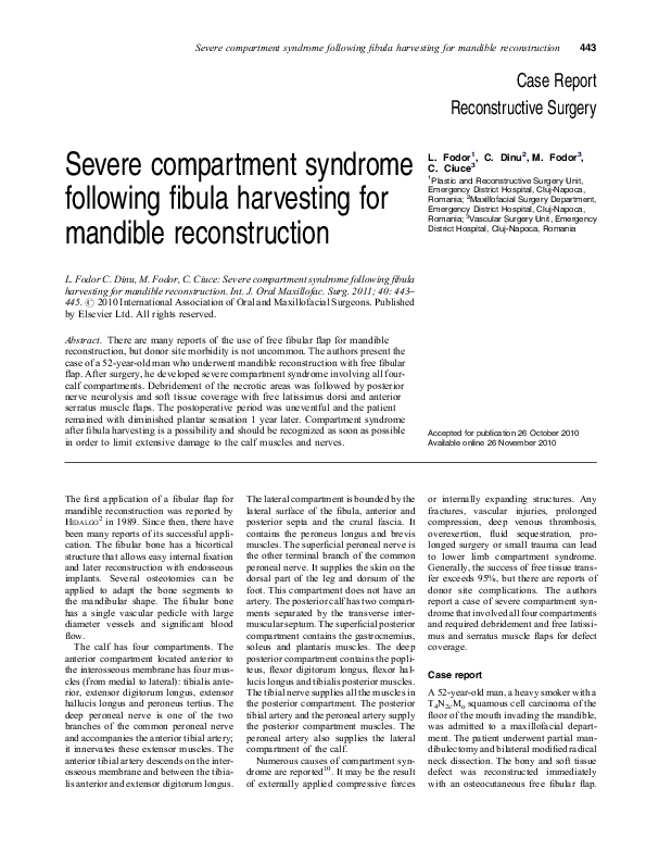 (PDF) Severe compartment syndrome following fibula harvesting for ...