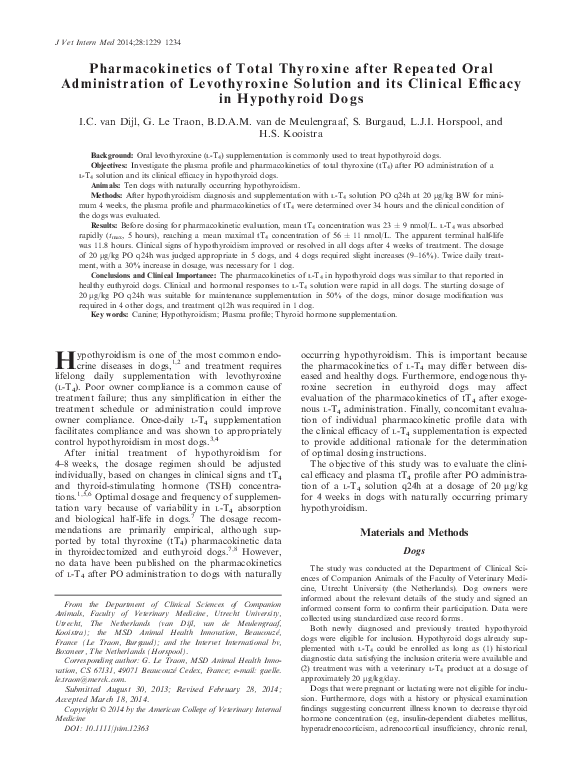(PDF) Pharmacokinetics of Total Thyroxine after Repeated Oral ...