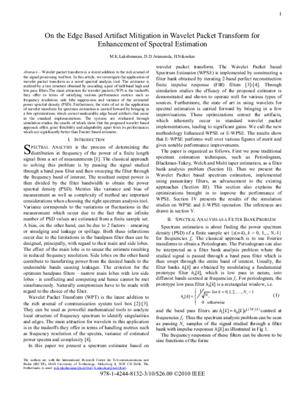 (PDF) On the edge based artifact mitigation in wavelet packet transform for enhancement of ...