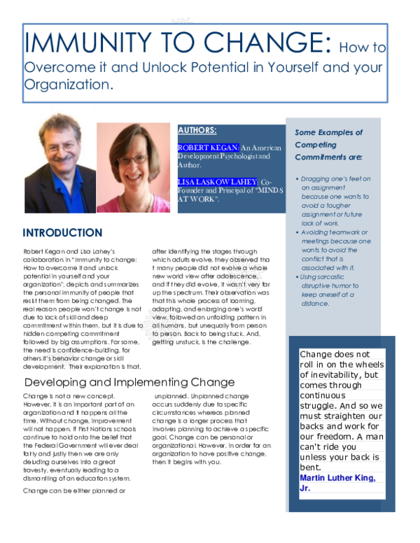 (PDF) Immunity to change: how to overcome it and unlock the potential ...