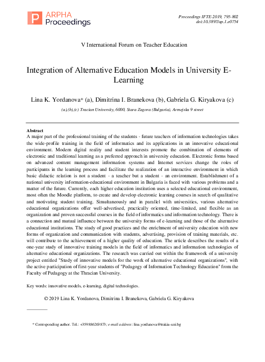 (PDF) Integration of Alternative Education Models in University E-Learning
