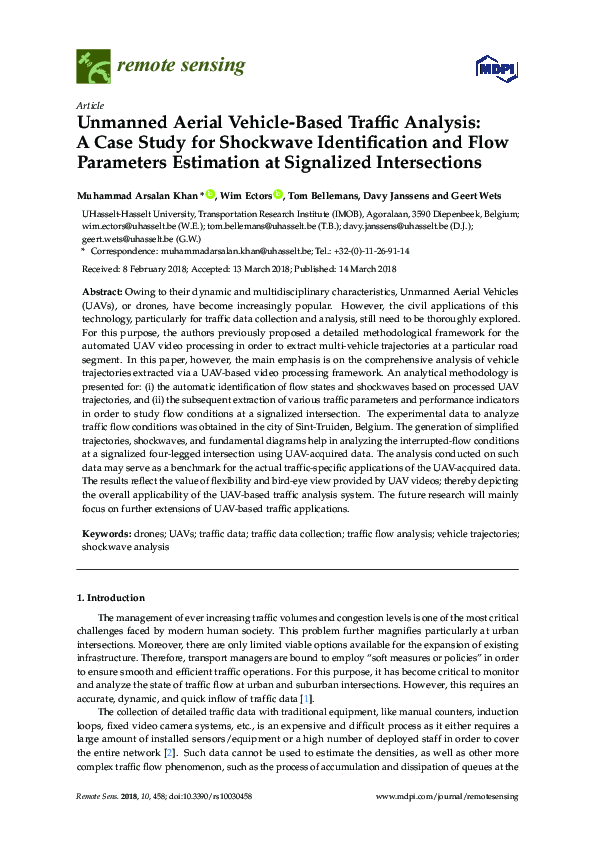 (PDF) Unmanned Aerial Vehicle-Based Traffic Analysis: A Case Study for Shockwave Identification ...