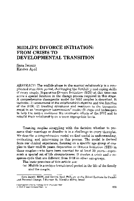 (PDF) Midlife divorce initiation: From crisis to developmental transition