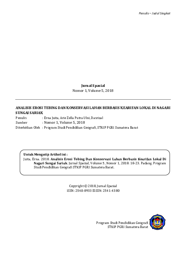 (PDF) Analisis Erosi Tebing Dan Konservasi Lahan Berbasis Kearifan ...