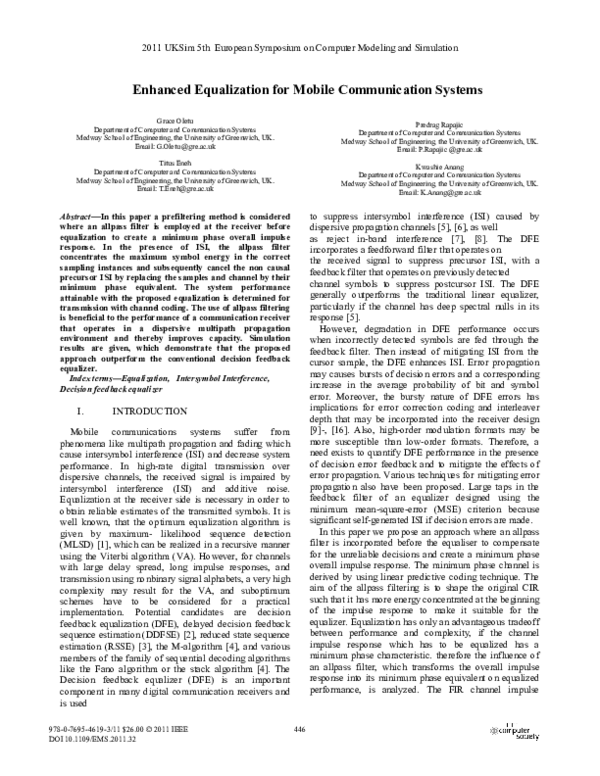 (PDF) Enhanced Equalization for Mobile Communication Systems