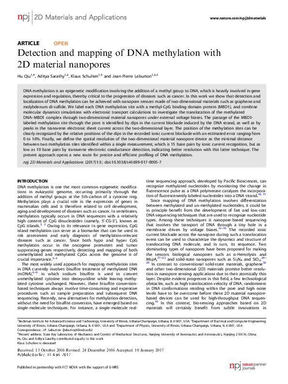 Pdf Detection And Mapping Of Dna Methylation With 2d Material