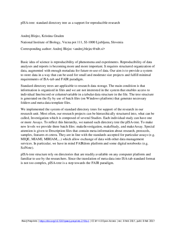 (PDF) pISA-tree: standard directory tree as a support for reproducible ...