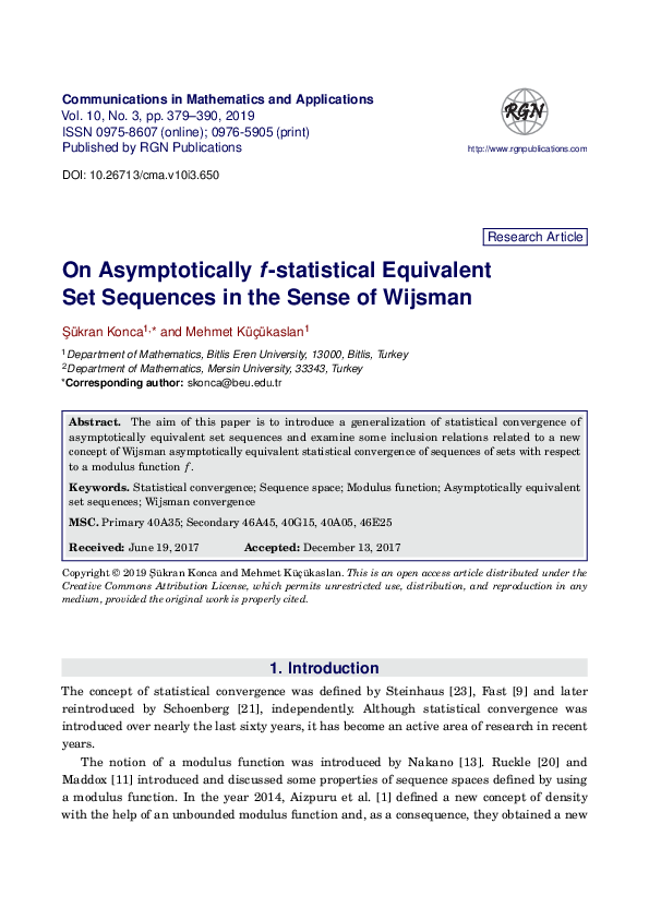 On Asymptotically f-statistical Equivalent Set Sequences in the Sense ...