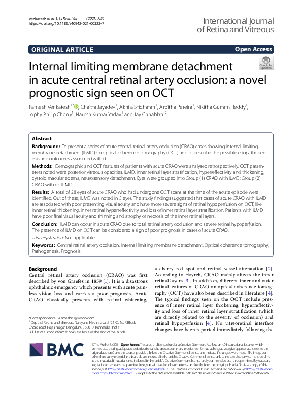 (PDF) Internal limiting membrane detachment in acute central retinal artery occlusion: a novel ...