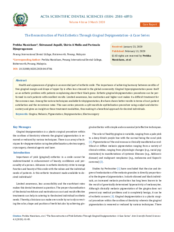 (PDF) The Reconstruction of Pink Esthetics Through Gingival ...