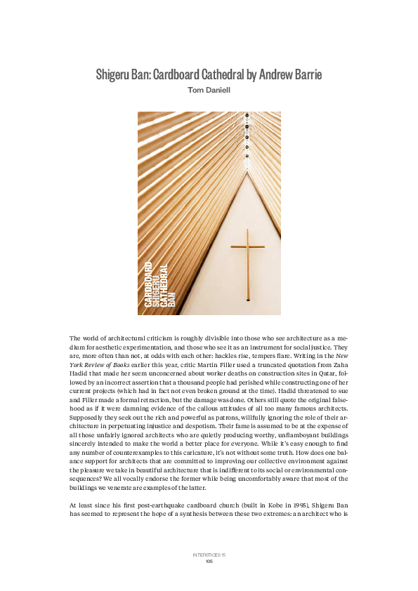 (PDF) Shigeru Ban: Cardboard Cathedral; Andrew Barrie