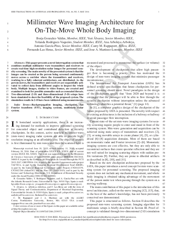 (PDF) Millimeter Wave Imaging Architecture for On-The-Move Whole Body ...