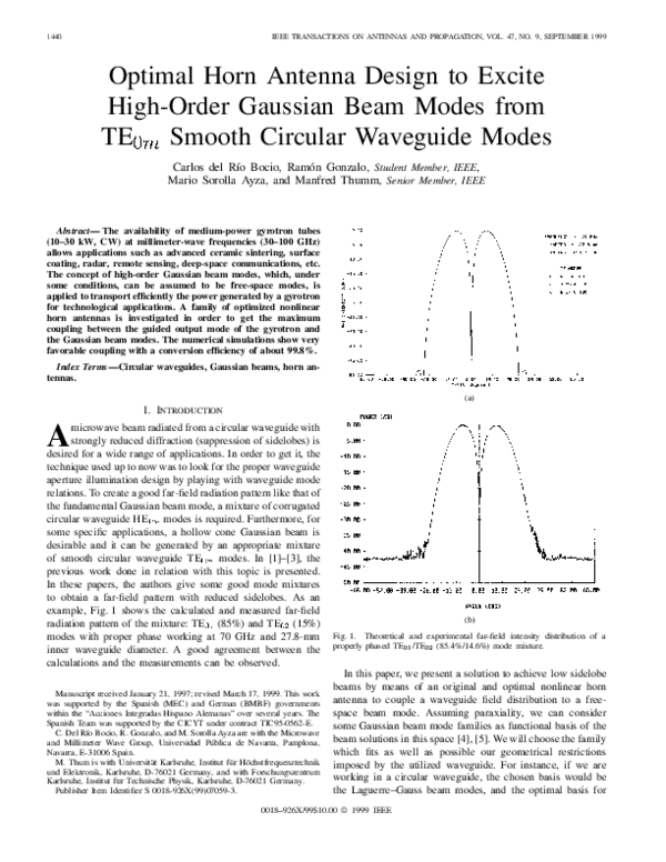 (PDF) Optimal horn antenna design to excite high-order Gaussian beam ...