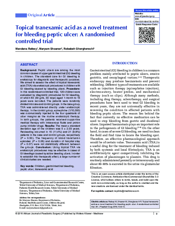 (PDF) Topical tranexamic acid as a novel treatment for bleeding peptic ...
