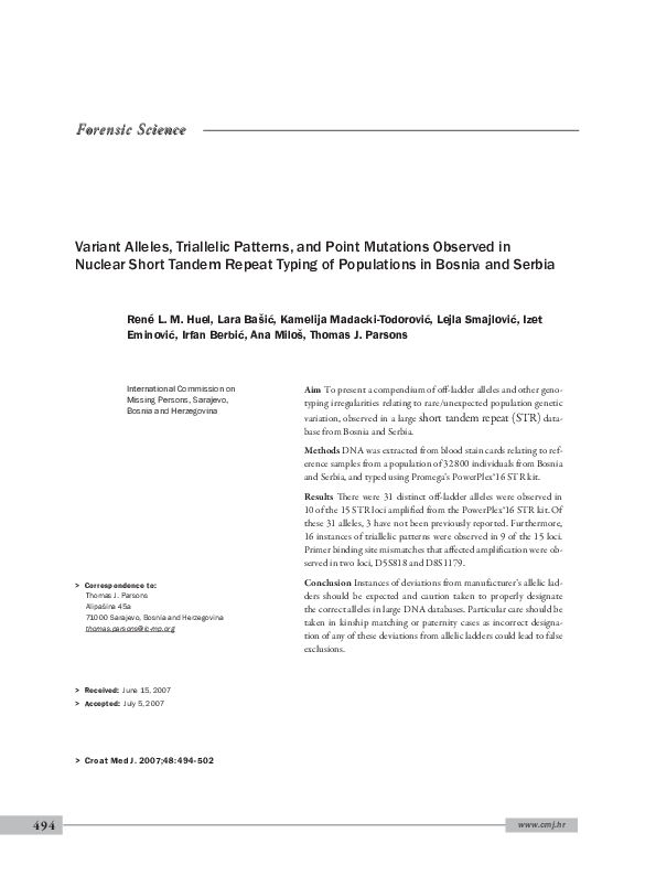 (PDF) Variant alleles, triallelic patterns, and point mutations ...