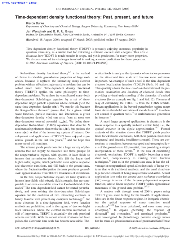 Pdf Time Dependent Density Functional Theory Past Present And