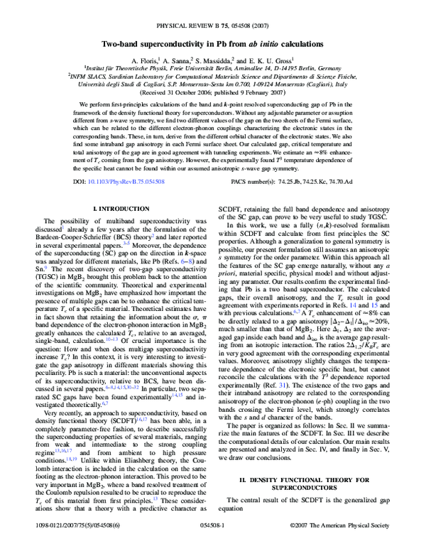 (PDF) Two-band superconductivity in Pb from ab initio calculations