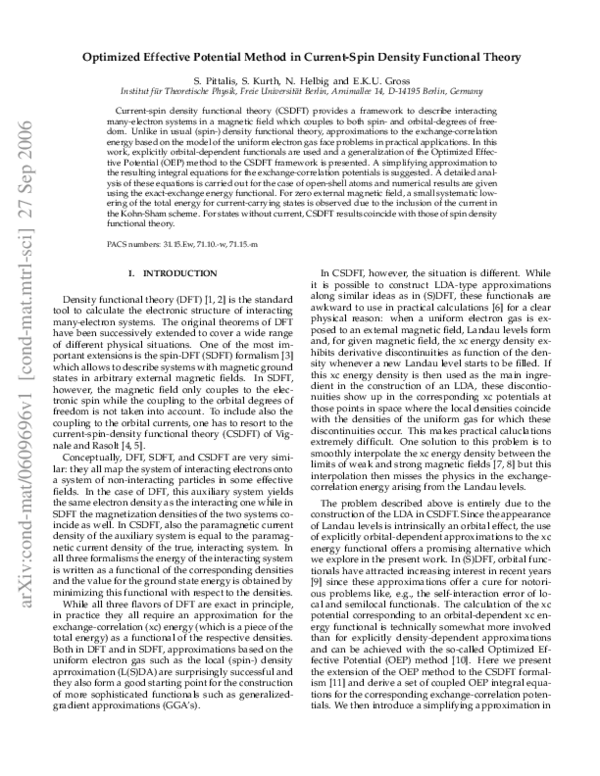 (PDF) Optimized effective potential method in current-spin-density-functional theory