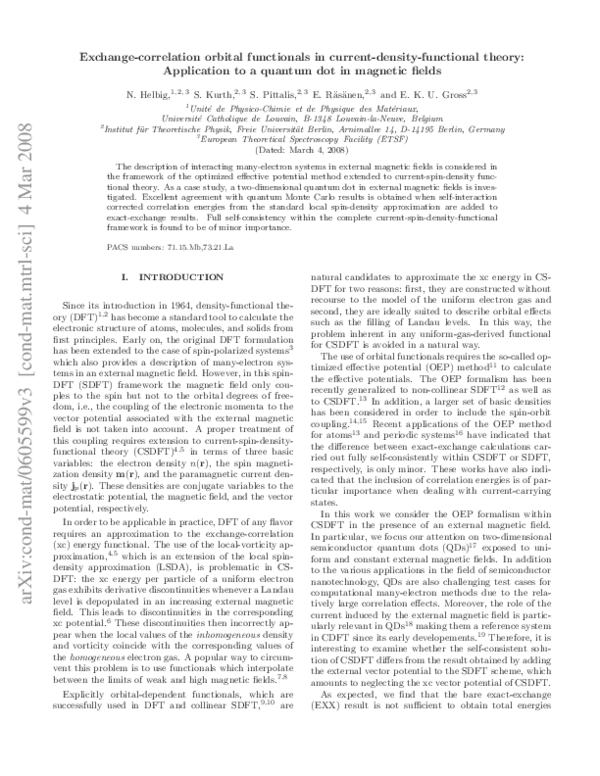 (PDF) Exchange-correlation orbital functionals in current-density functional theory: Application ...