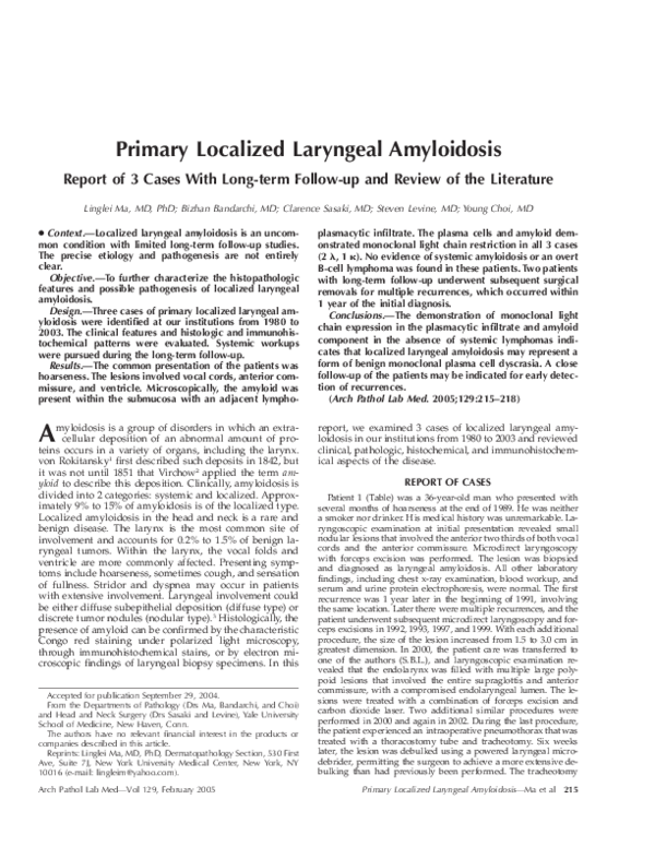(PDF) Oral amyloidosis: A case report and diagnostic algorithm ...