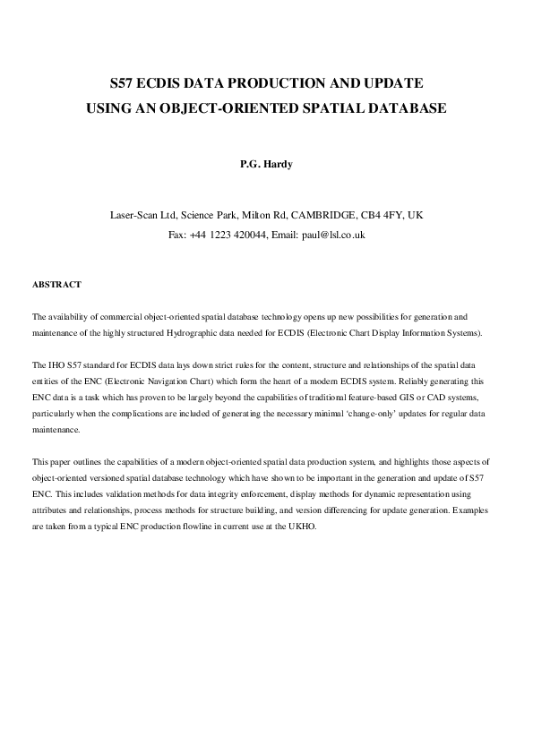 Pdf S57 Ecdis Data Production And Update Using An Object Oriented Spatial Database Paul 2839