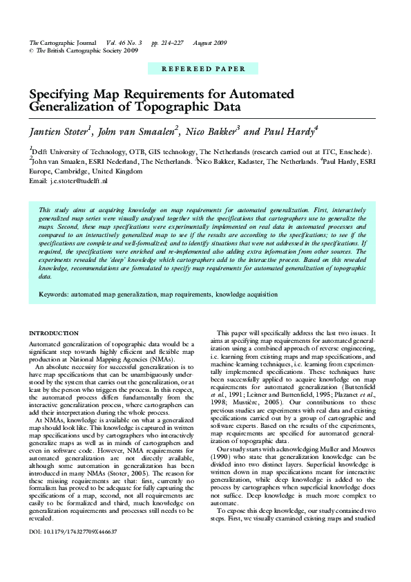 (PDF) Specifying Map Requirements for Automated Generalization of Topographic Data