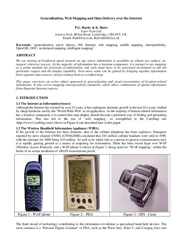 (PDF) Generalisation Web Mapping and Data Delivery over the Internet