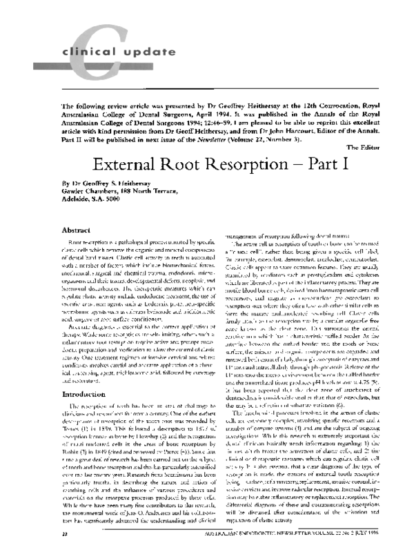 (PDF) External Root Resorption - Part I