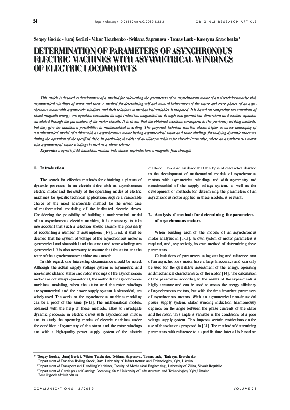 (PDF) Determination of Parameters of Asynchronous Electric Machines with Asymmetrical Windings ...