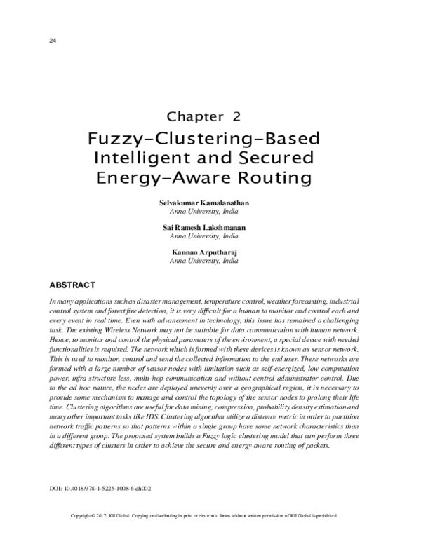 (PDF) Fuzzy-Clustering-Based Intelligent and Secured Energy-Aware Routing