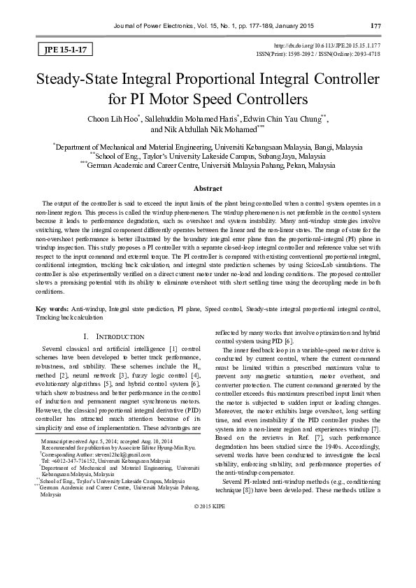 (PDF) Steady-State Integral Proportional Integral Controller for PI ...