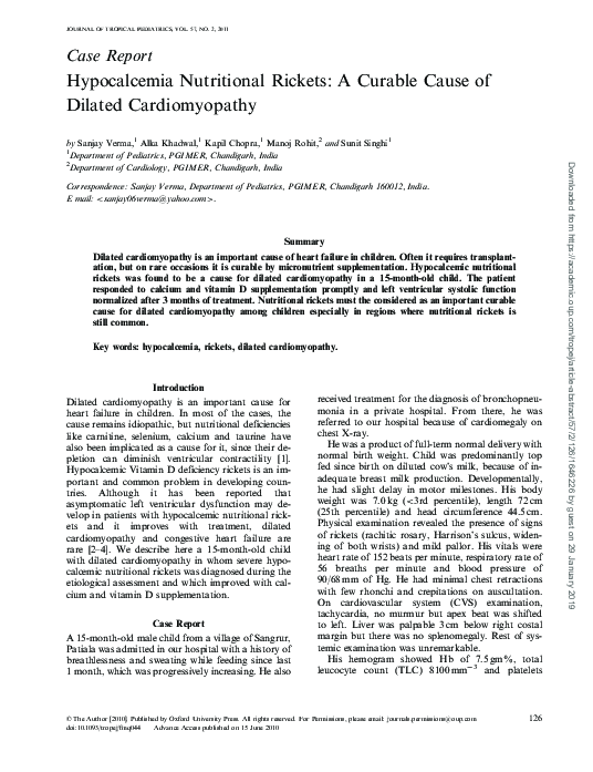 (PDF) Hypocalcemia Nutritional Rickets: A Curable Cause of Dilated ...