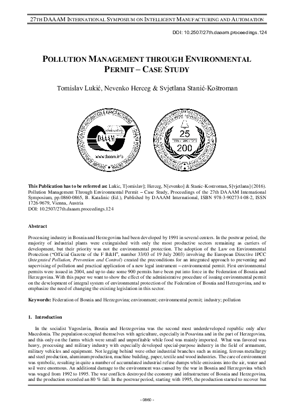 (PDF) Pollution Management Through Environmental Permit – Case Study ...