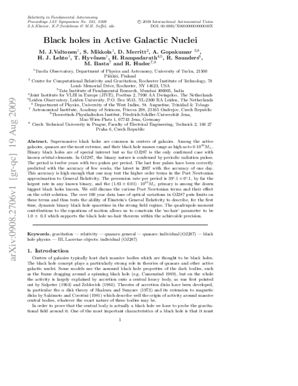 (PDF) Black Holes in Active Galactic Nuclei