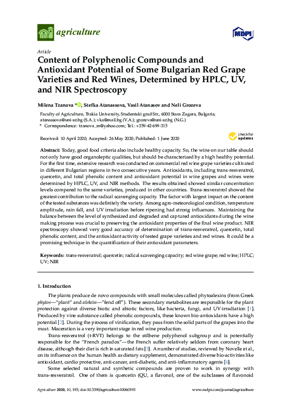 (PDF) Content of Polyphenolic Compounds and Antioxidant Potential of ...