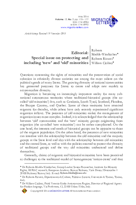 (PDF) Editorial: Special issue on protecting and including ‘new’ and ...