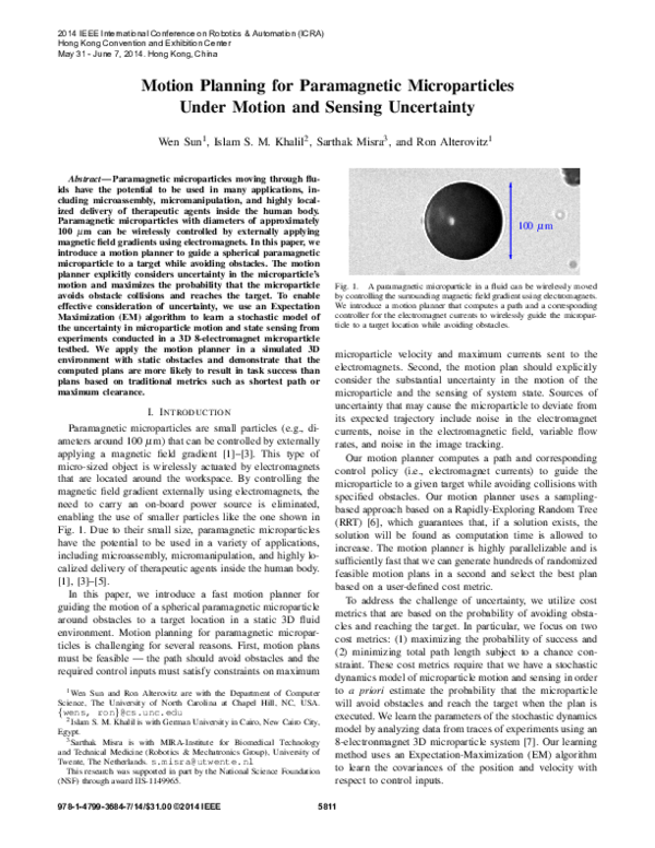 (PDF) Motion planning for paramagnetic microparticles under motion and ...
