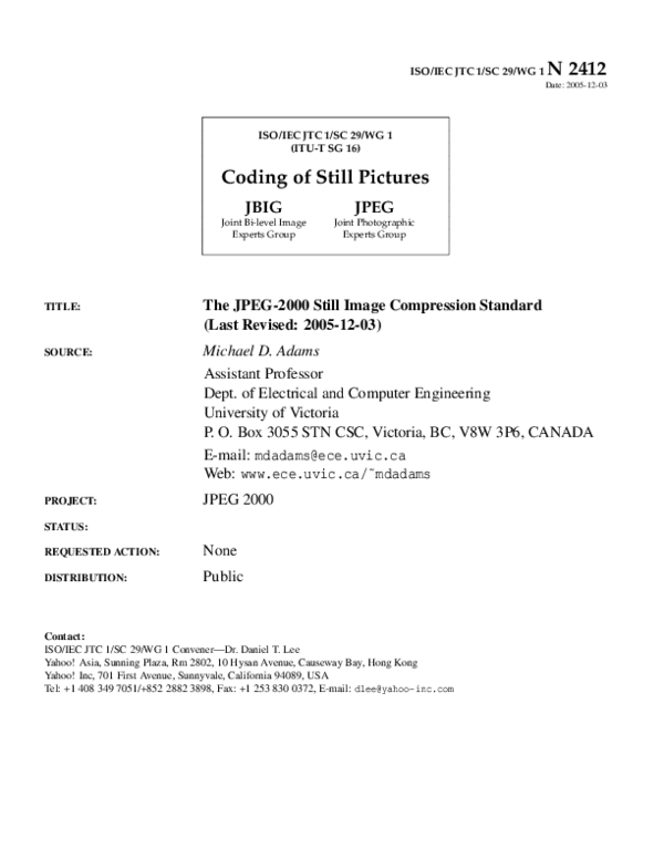 (PDF) Coding of still pictures