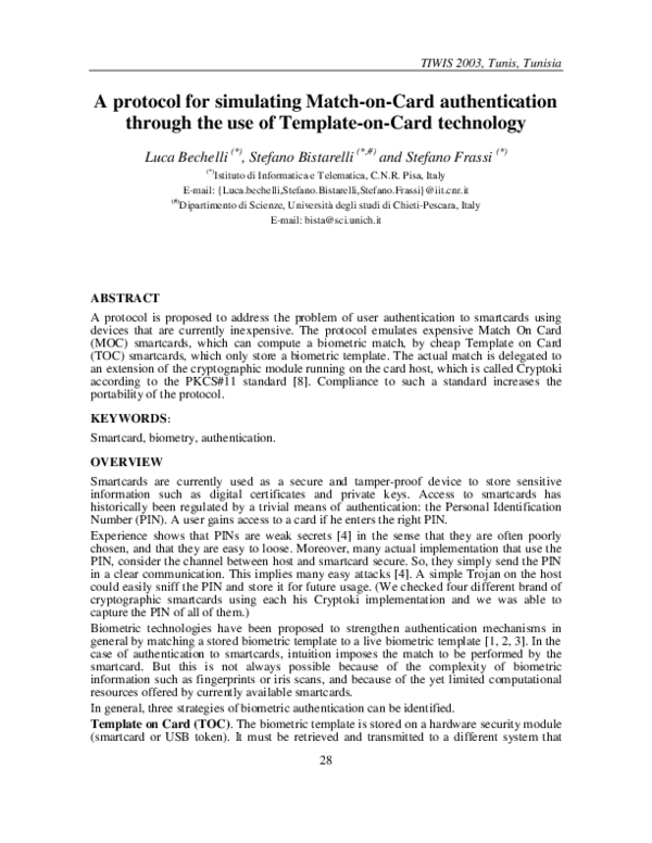 (PDF) A protocol for simulating match-on-card authentication through ...