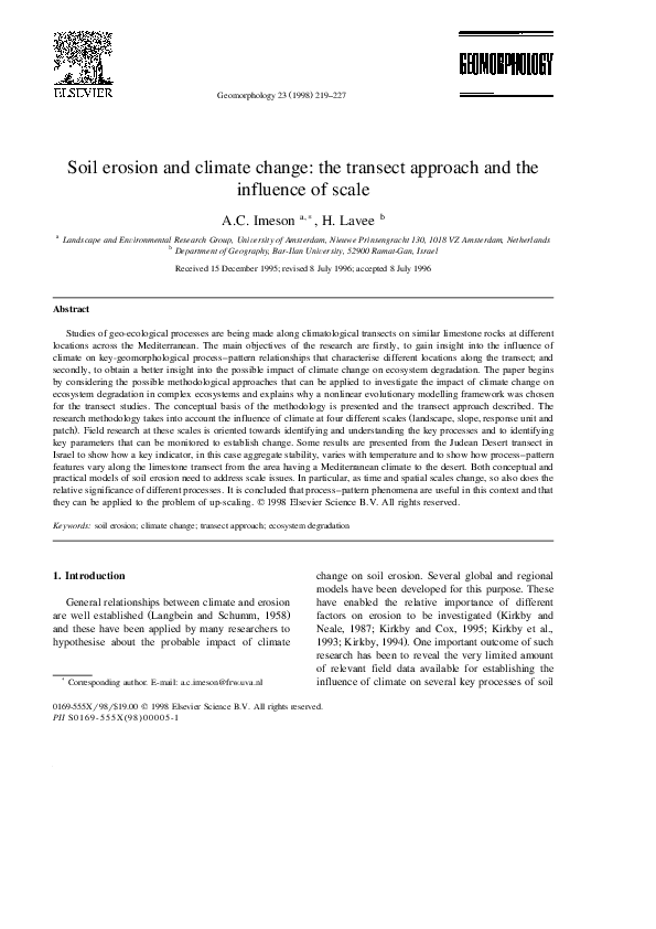 (PDF) Soil erosion and climate change: the transect approach and the ...