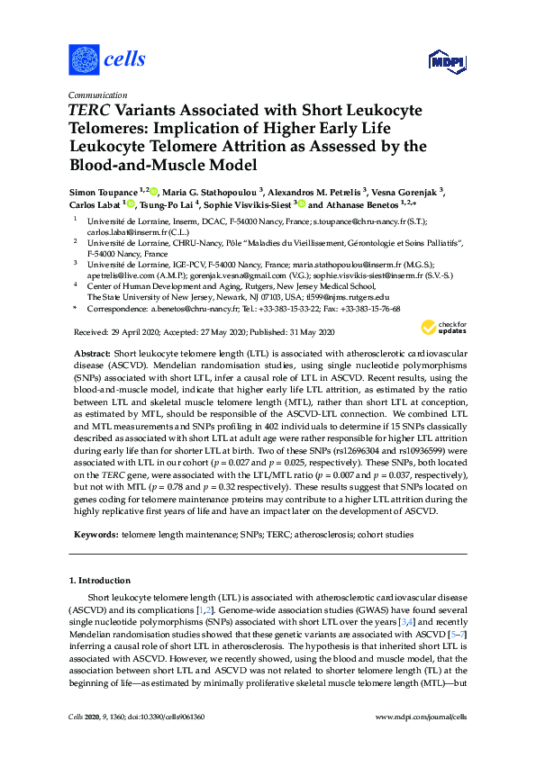 (PDF) TERC Variants Associated with Short Leukocyte Telomeres ...