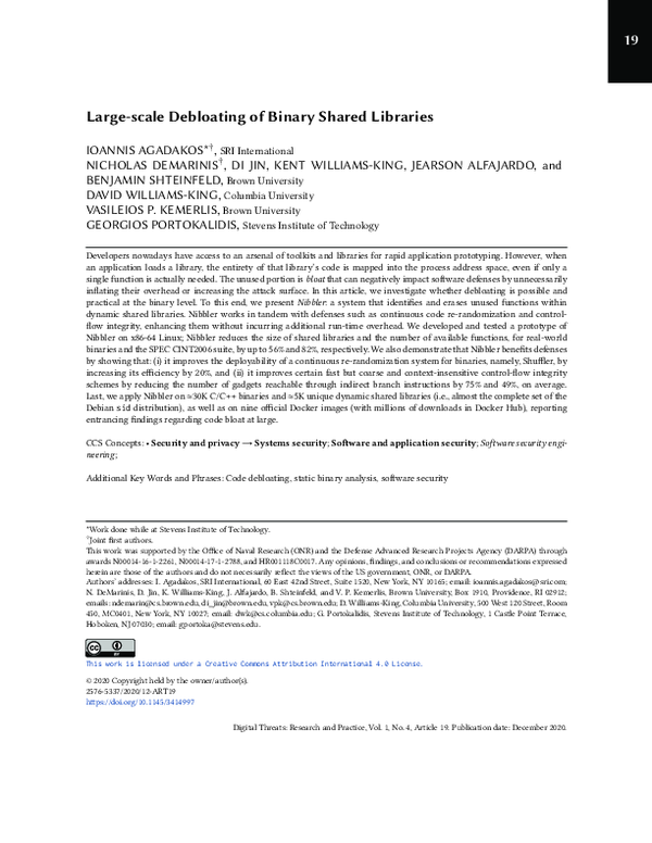 (PDF) Large-scale Debloating of Binary Shared Libraries