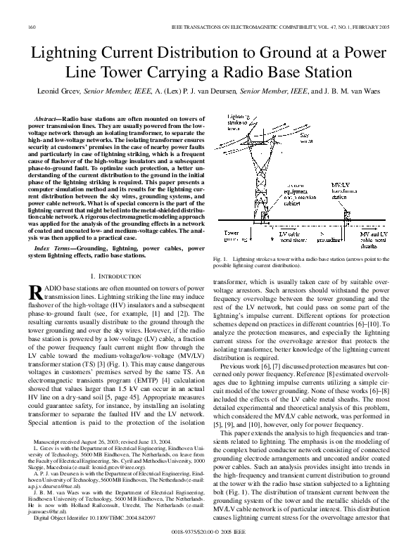 (PDF) Lightning Current Distribution to Ground at a Power Line Tower ...