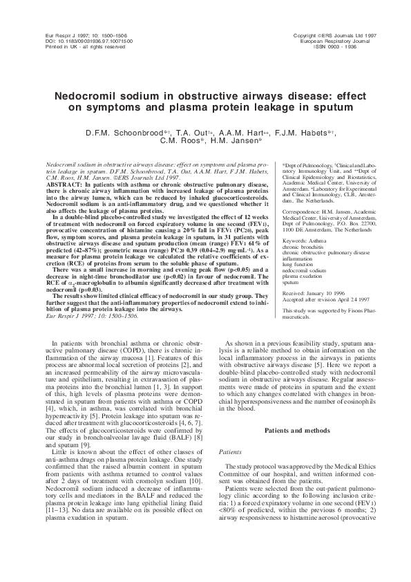 (PDF) Nedocromil Sodium in Airway Diseases: Effects on Symptoms and ...