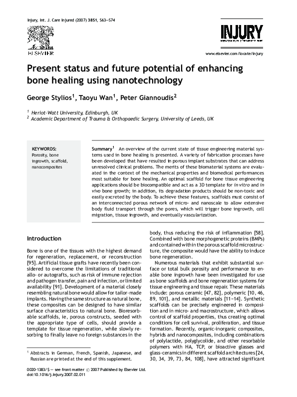 (PDF) Present status and future potential of enhancing bone healing ...