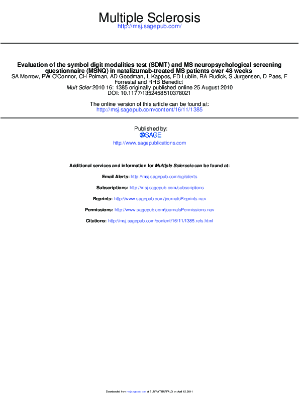 (PDF) Evaluation of the symbol digit modalities test (SDMT) and MS ...