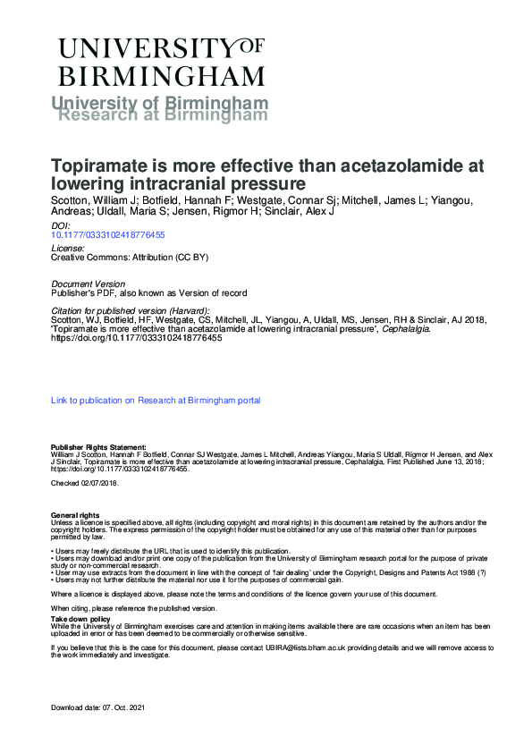 Pdf Topiramate Is More Effective Than Acetazolamide At Lowering